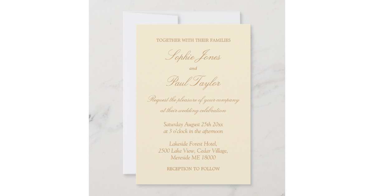 Stylish Beige Script Elegant Cream Wedding Invitation | Zazzle