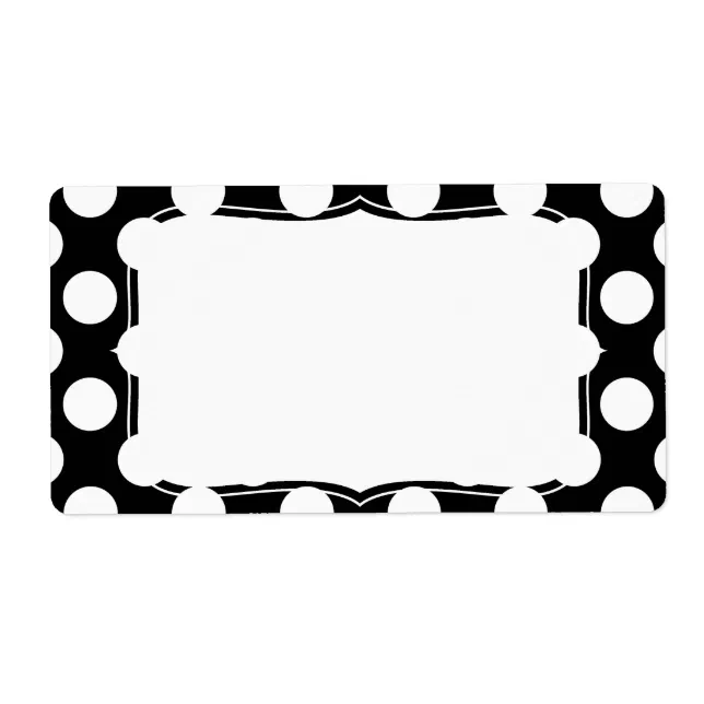 Stylish Black and White Polka Dots Pattern Label | Zazzle