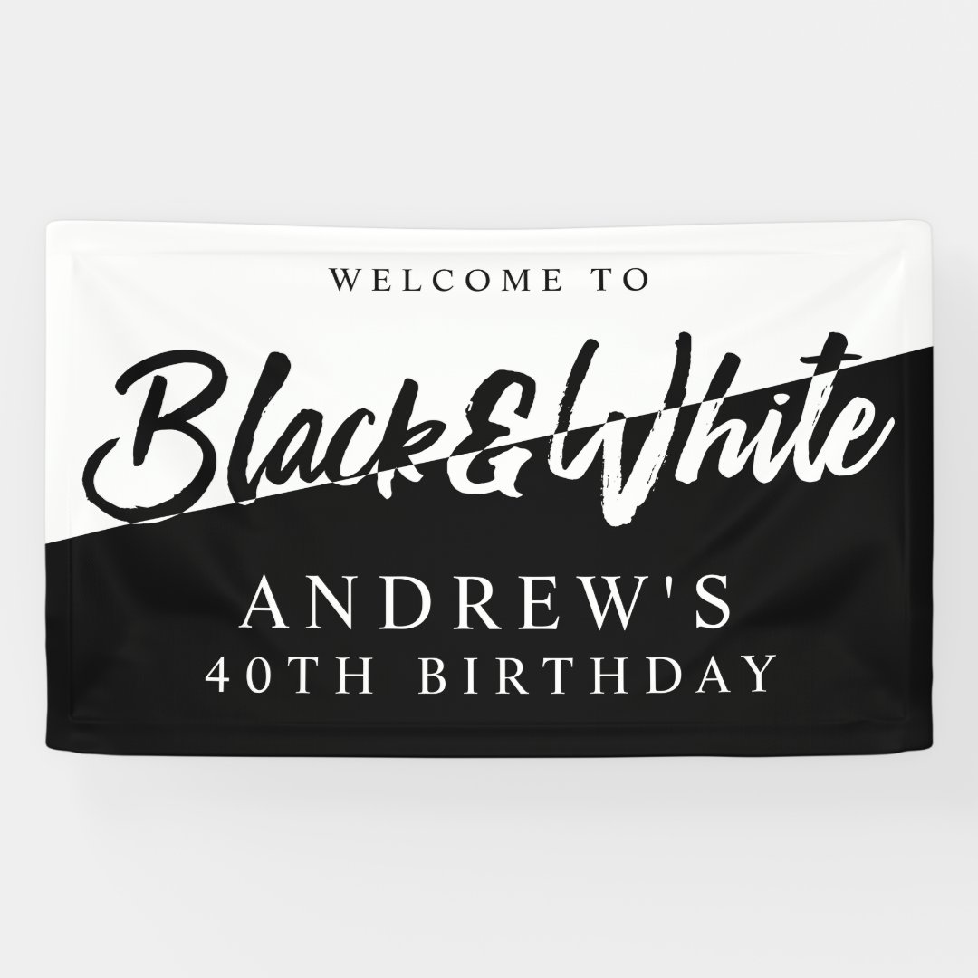 Stylish Black and White Welcome Banner | Zazzle