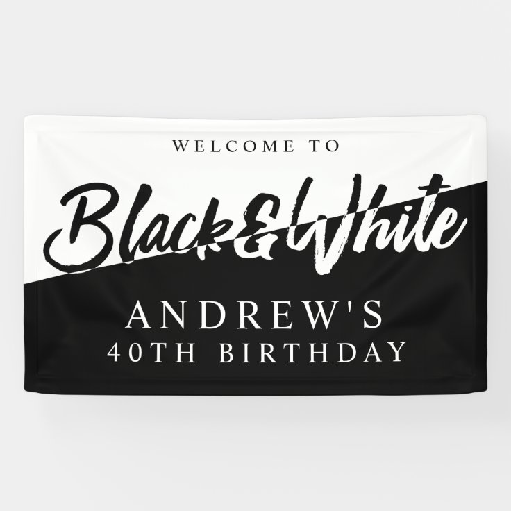 Stylish Black and White Welcome Banner | Zazzle