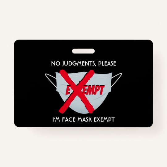 Stylish Black | FACE MASK EXEMPT Badge | Zazzle.com