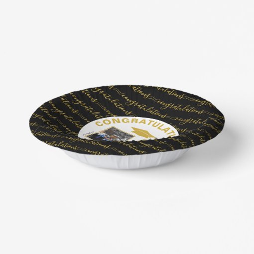 Stylish Black Gold Graduate Photo Paper Bowls | Zazzle
