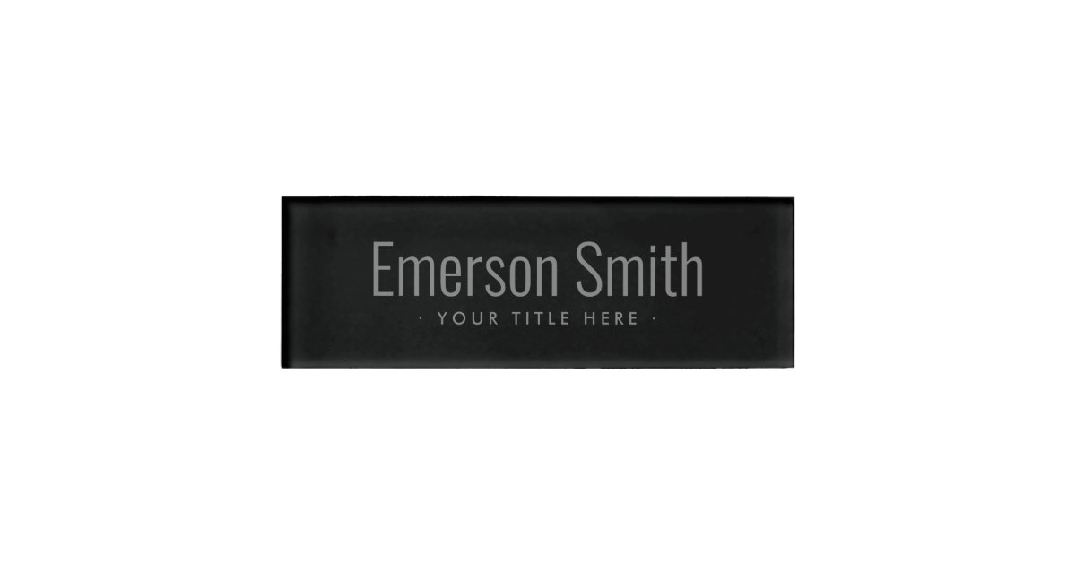 Stylish black modern professional magnetic name tag | Zazzle