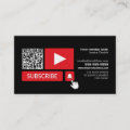 Stylish Black & Red - QR Code, Youtube - Vlogger Business Card | Zazzle