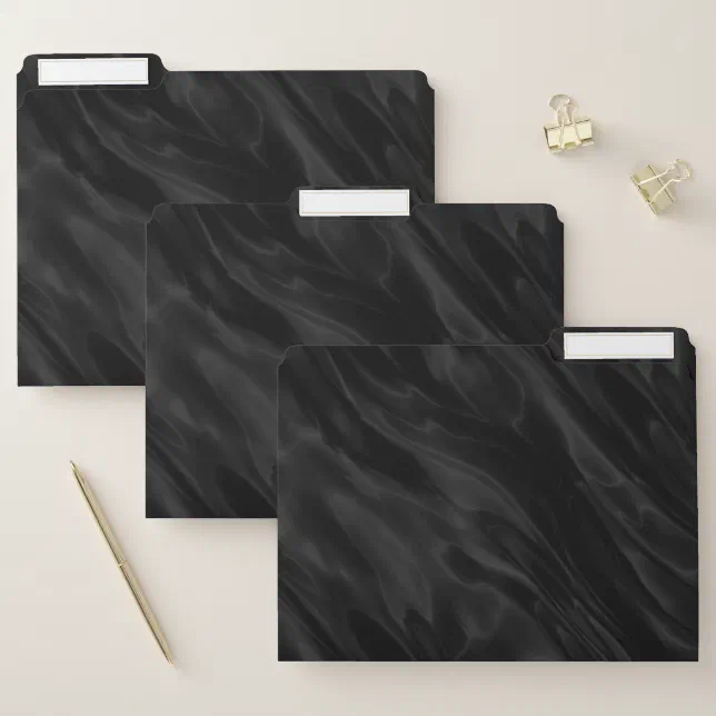 Stylish Black Satin Print | Modern Decorative File Folder | Zazzle