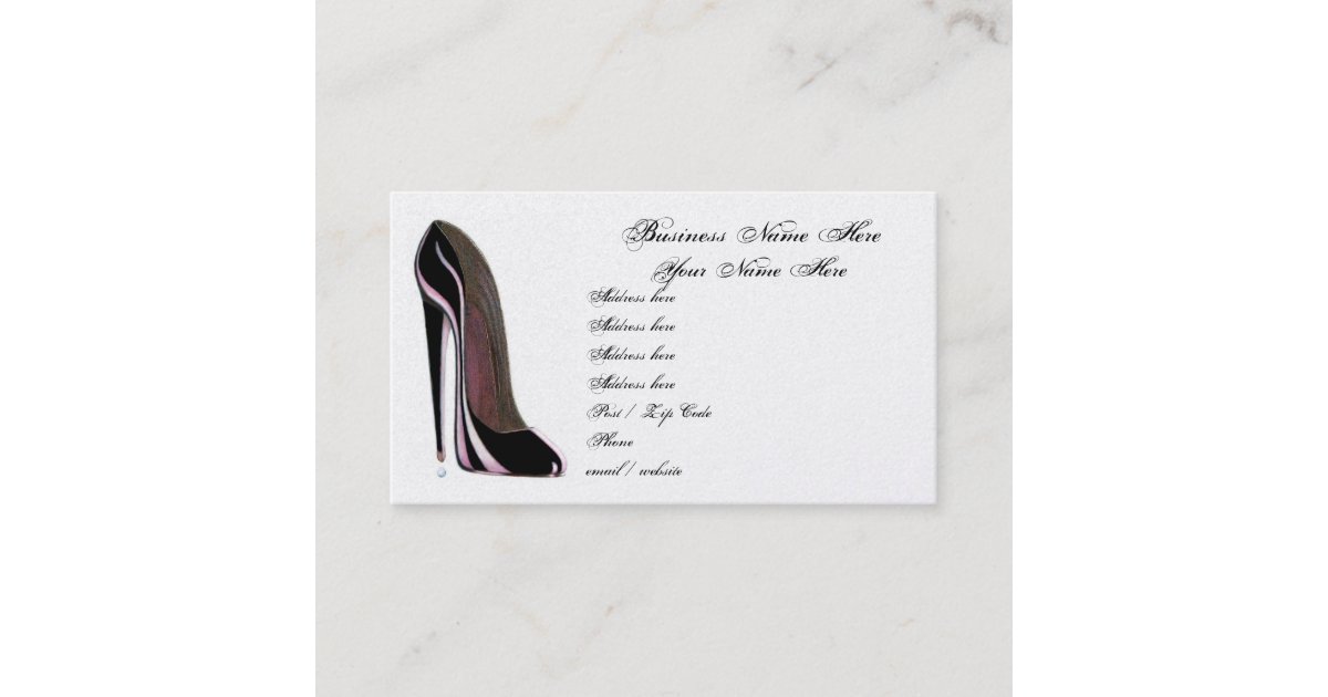 Stylish Black Shoe Business Card | Zazzle