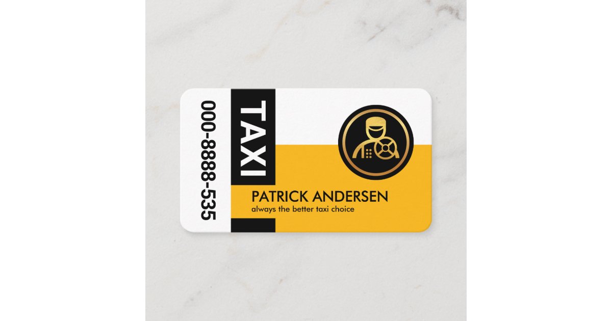 Stylish Black Tab Yellow Taxi Color Business Card | Zazzle