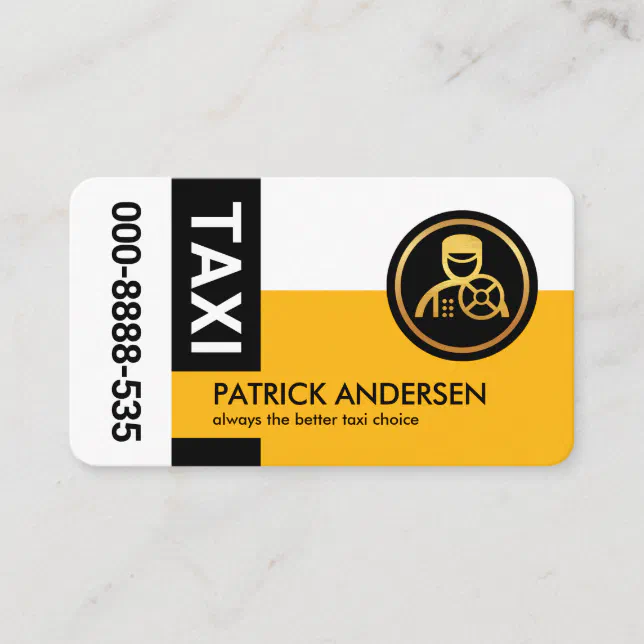 Stylish Black Tab Yellow Taxi Color Business Card | Zazzle