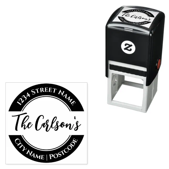 Stylish Black White Modern Calligraphy Address Self-inking Stamp | Zazzle