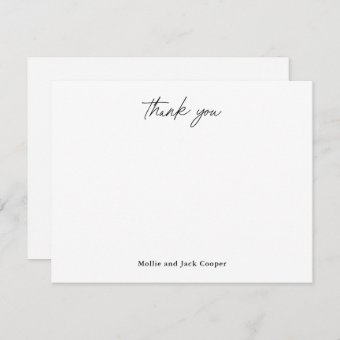 Stylish Black White Script Thank You Note Card | Zazzle