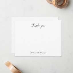 Stylish Black White Script Thank You Note Card | Zazzle