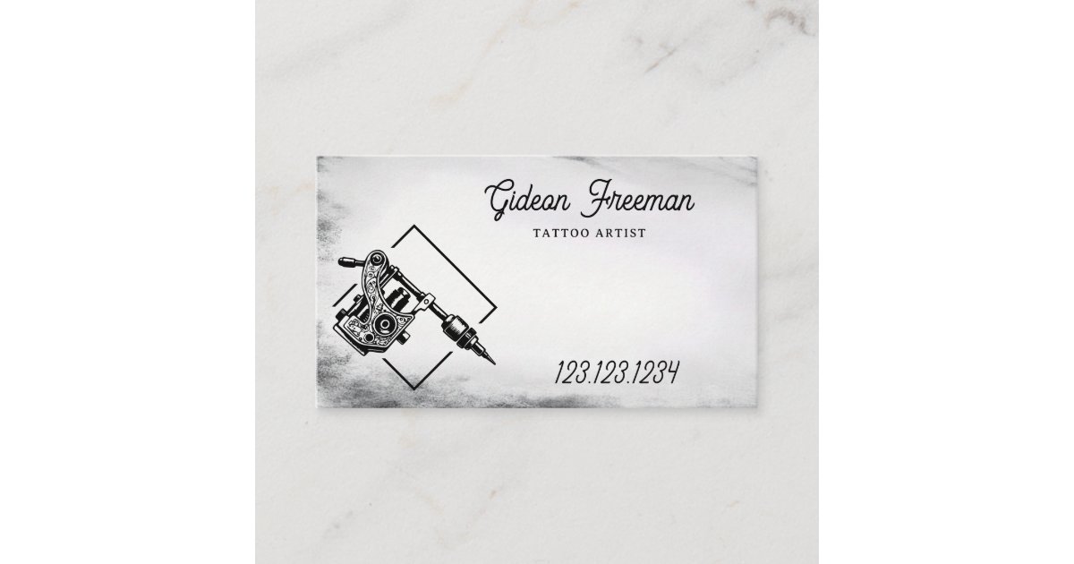 Stylish Black & White Tattoo Machine Business Card | Zazzle