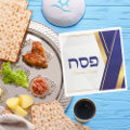 Stylish Blue and Gold Pesach Passover Napkins | Zazzle