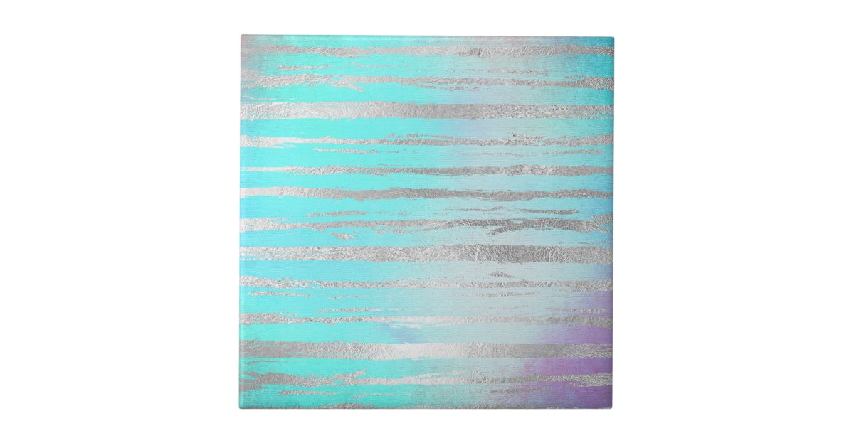Stylish Blue and Silver Ceramic Tile | Zazzle