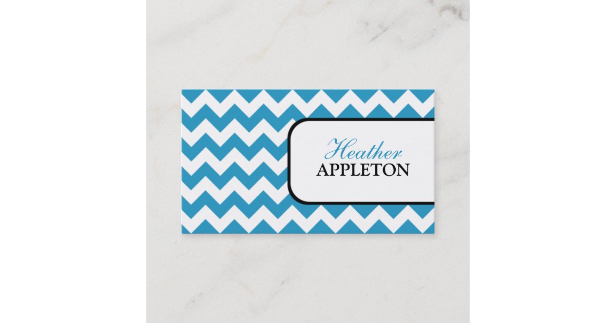 Stylish Blue Chevron Business Cards | Zazzle