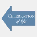 Stylish Blue Directional Arrow Celebration of Life Sign | Zazzle