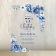 Stylish Blue Floral 75th Birthday Party Acrylic Invitations | Zazzle