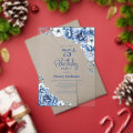 Stylish Blue Floral 75th Birthday Party Acrylic Invitations | Zazzle
