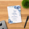 Stylish Blue Floral 75th Birthday Party Acrylic Invitations | Zazzle