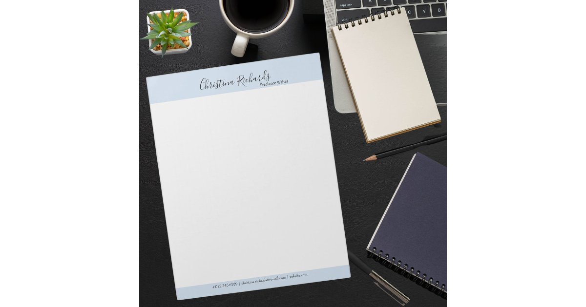 Stylish Blue Minimalist Notepad | Zazzle