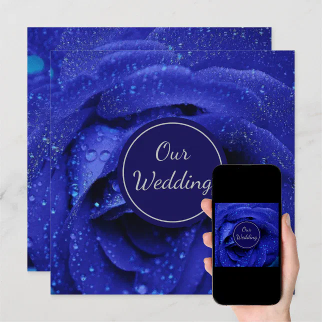 Stylish Blue Rose Wedding Invitation | Zazzle