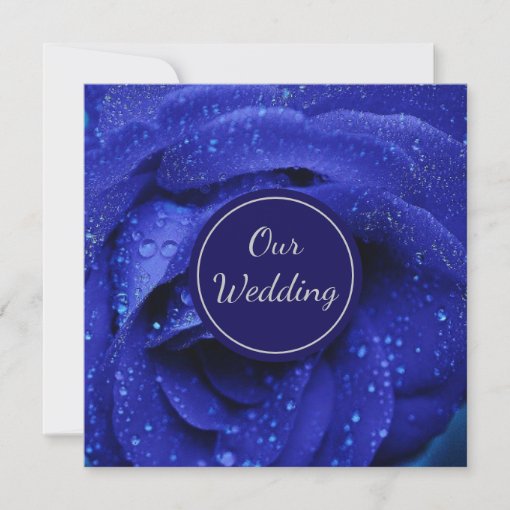 Stylish Blue Rose Wedding Invitation | Zazzle