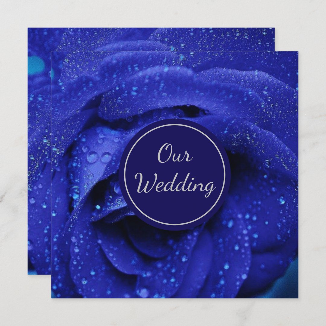 Stylish Blue Rose Wedding Invitation | Zazzle