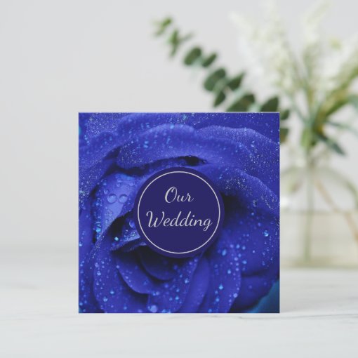 Stylish Blue Rose Wedding Invitation | Zazzle