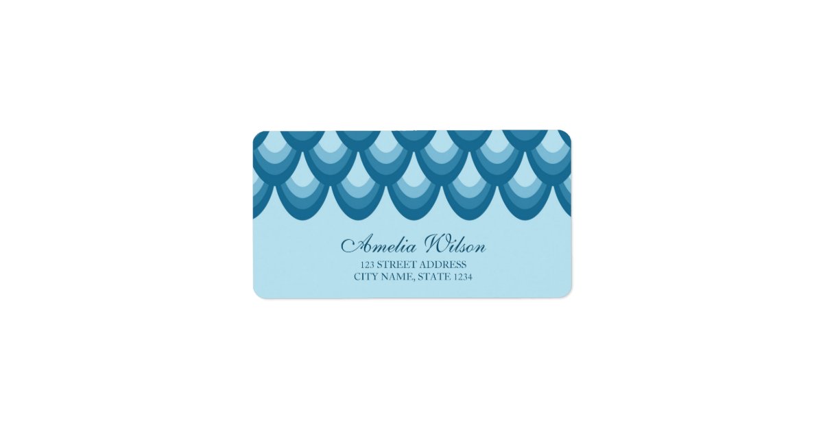 Stylish Blue Teardrop Geometric Address Label | Zazzle