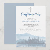 Stylish Blue Watercolor Confirmation Invitation | Zazzle