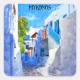Stylish Blue White Mykonos Greece Watercolor Square Sticker | Zazzle