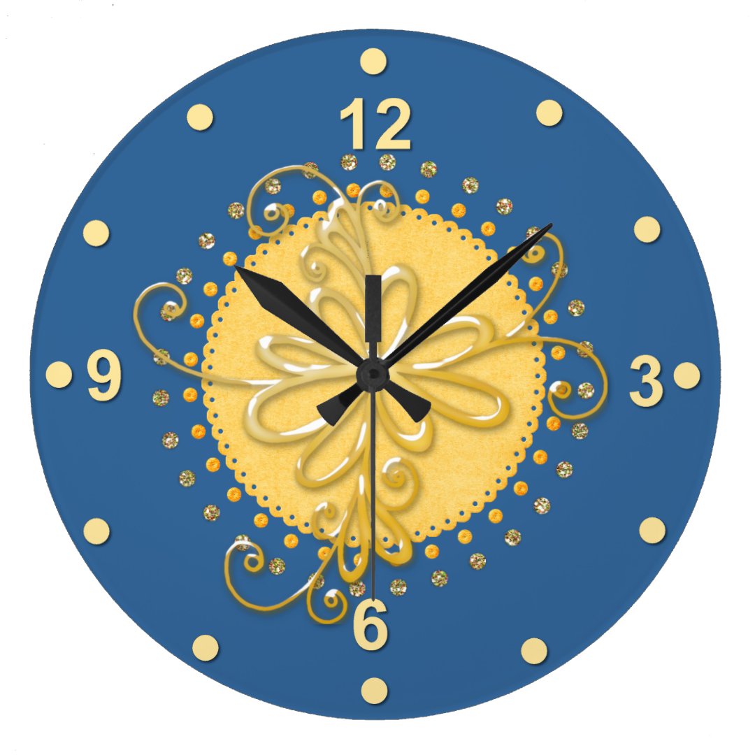 Stylish Blue & Yellow Wall Clock | Zazzle