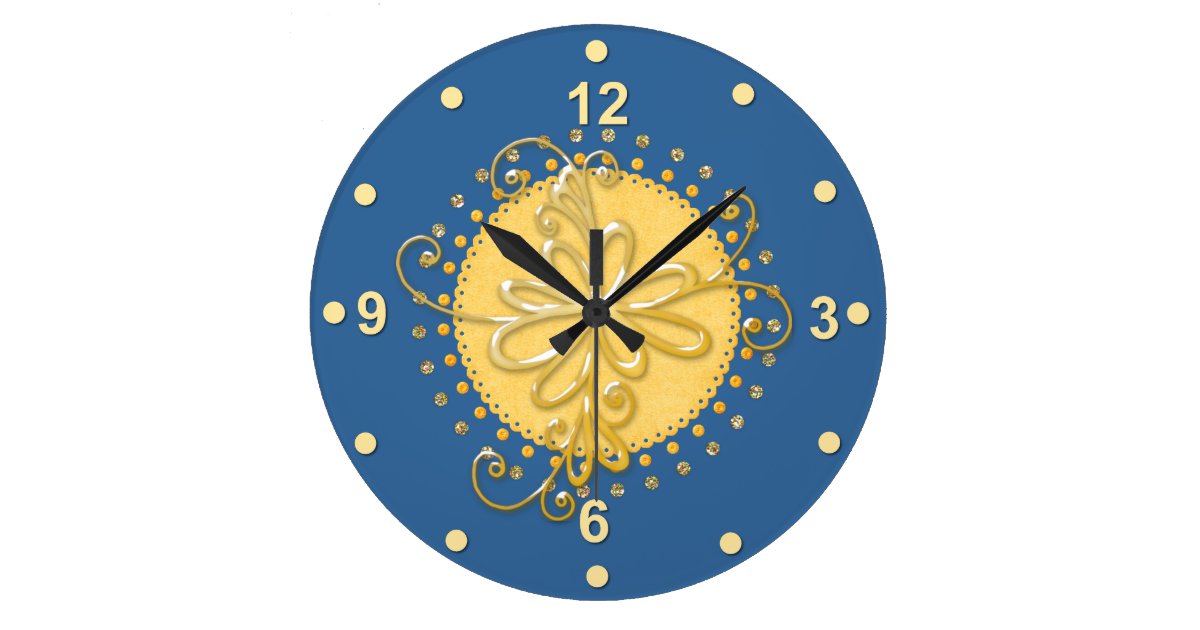 Stylish Blue & Yellow Wall Clock | Zazzle