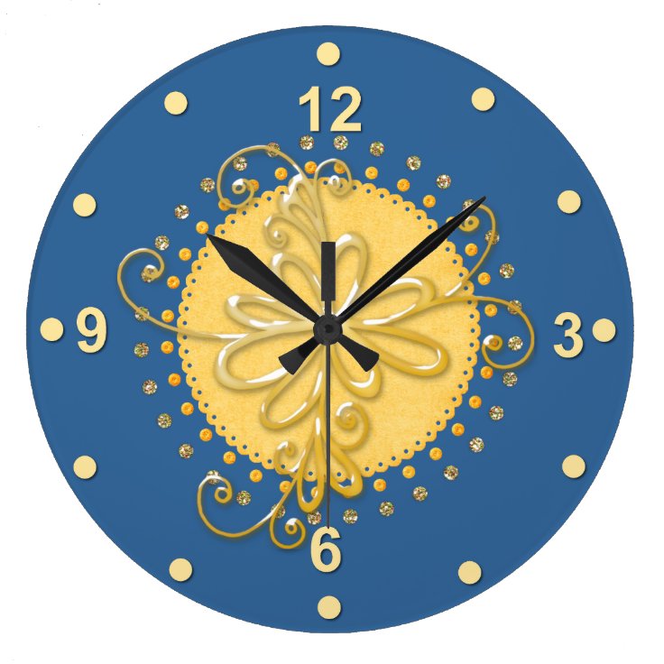 Stylish Blue & Yellow Wall Clock | Zazzle