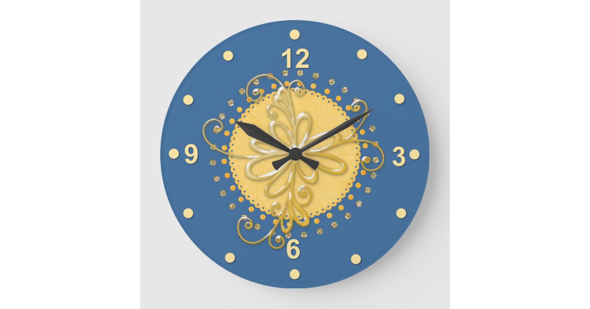 Stylish Blue & Yellow Wall Clock | Zazzle