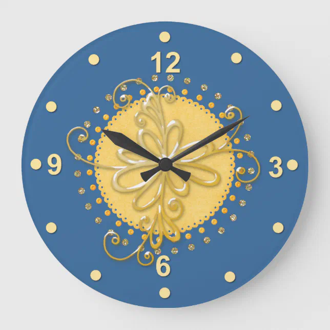Stylish Blue & Yellow Wall Clock | Zazzle