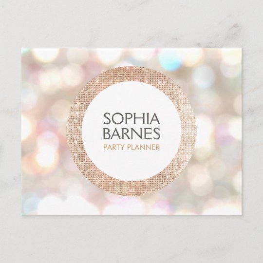 Stylish Bokeh and Rose Gold Sequin Event Planner Postcard | Zazzle.com