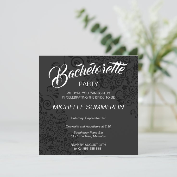 Stylish Border Bachelorette Party Invitation | Zazzle