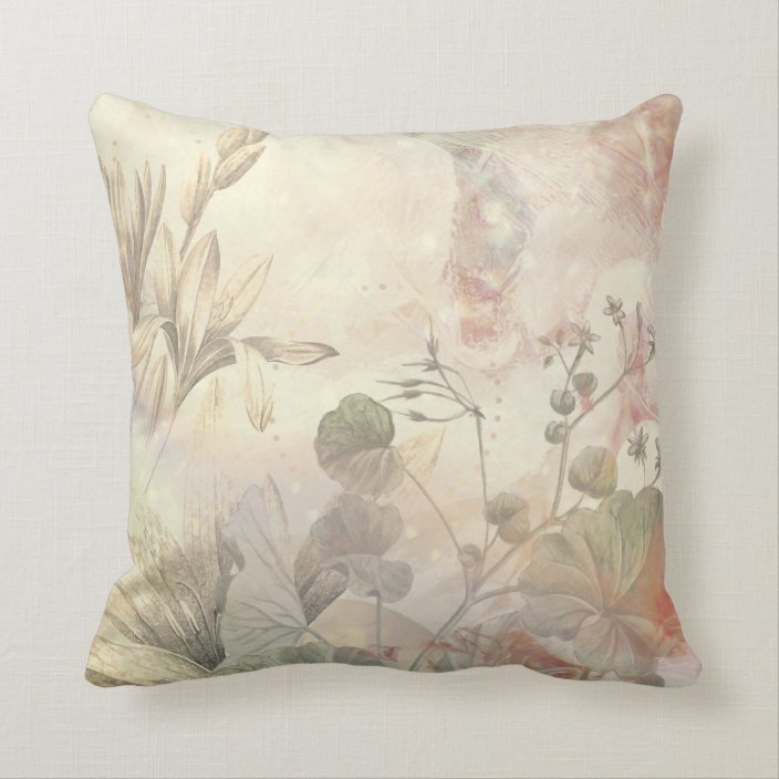 Stylish Botanical Cottagecore Floral | Ivory Throw Pillow | Zazzle.com
