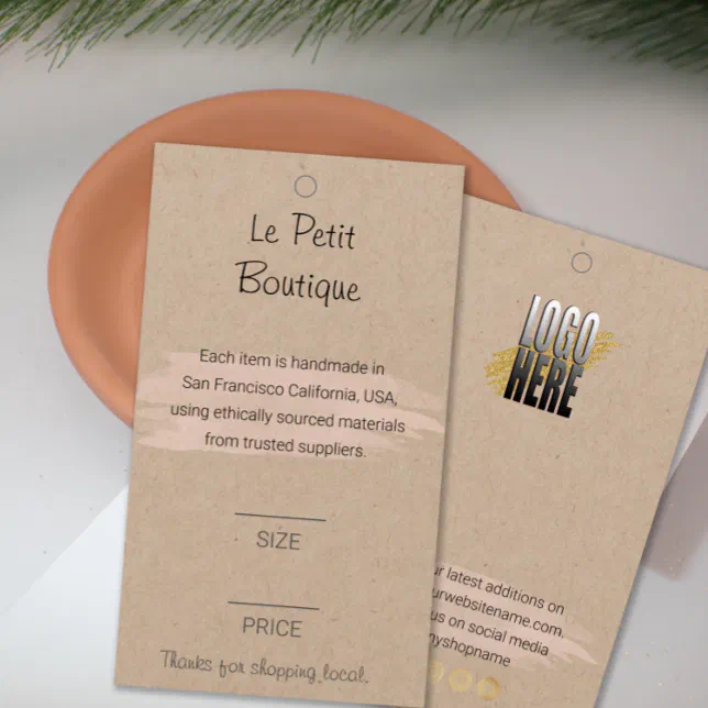 Stylish Boutique Logo Kraft Clothing Price Tag | Zazzle