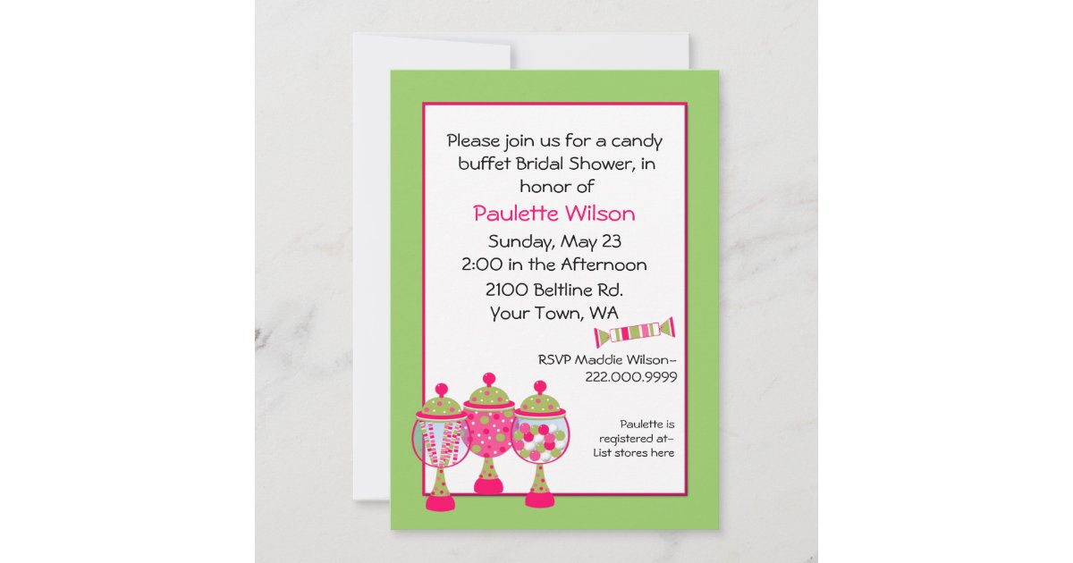 Stylish Bridal Shower Candy Buffet Invitation | Zazzle