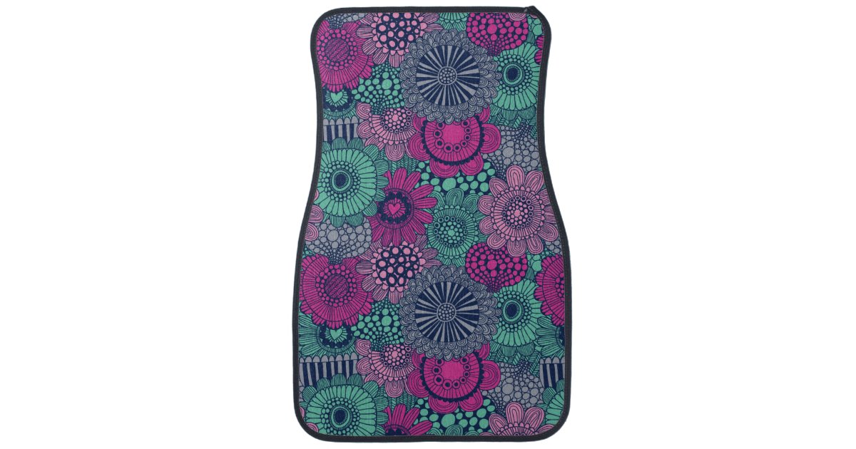 Stylish bright pattern of gorgeous flowers car mat | Zazzle