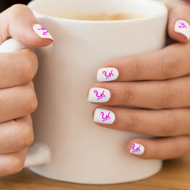 Stylish Bright Pink Om Symbol Minx Nail Art | Zazzle