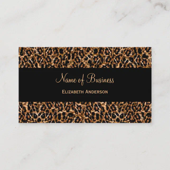 Stylish Brown Leopard Print Luxury Animal Pattern Business Card | Zazzle