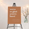 Stylish brown So glad you're here Wedding welcome Foam Board | Zazzle