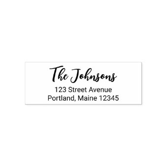 Stylish Brush Script Last Name Return Address Self-inking Stamp | Zazzle