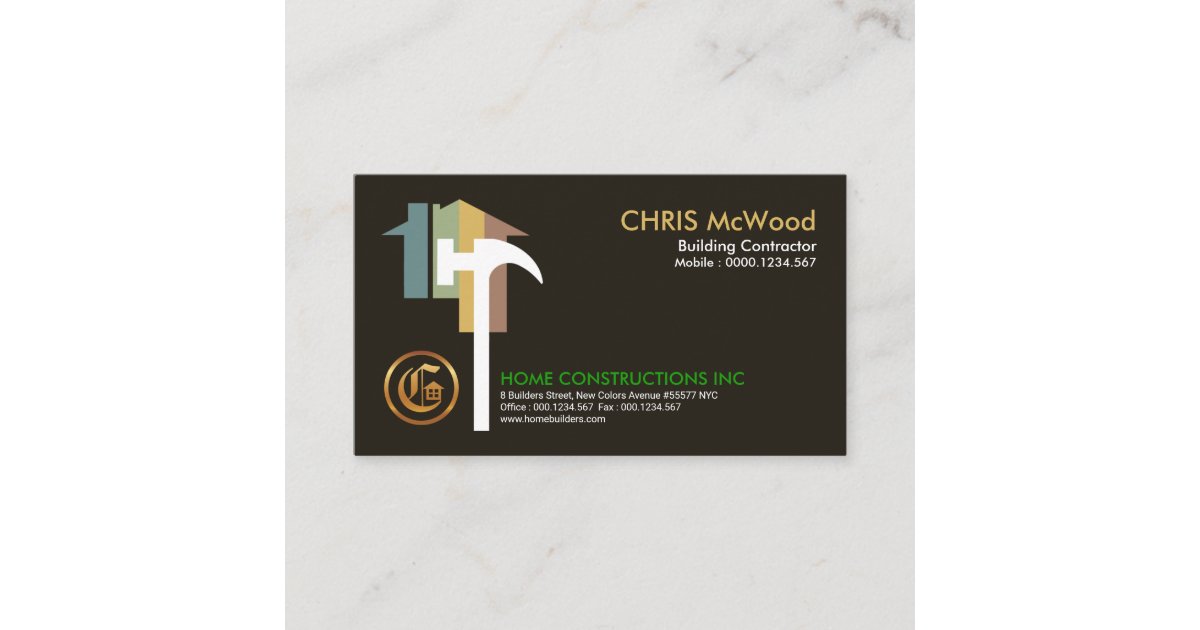 Stylish Building Contractors Creative Fancy Home Business Card | Zazzle