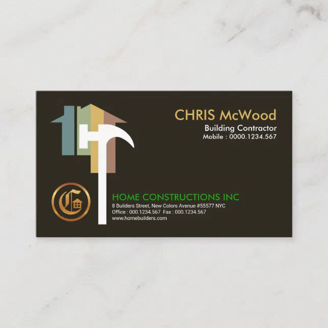 Stylish Building Contractors Creative Fancy Home Business Card | Zazzle