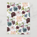 Stylish Burgundy Dusty Blue Floral Wedding Details Enclosure Card | Zazzle