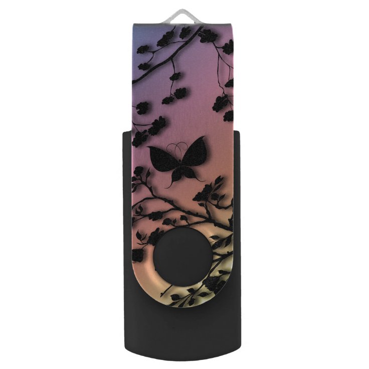 Stylish Butterfly on Rainbow Gradient USB Flash Drive | Zazzle